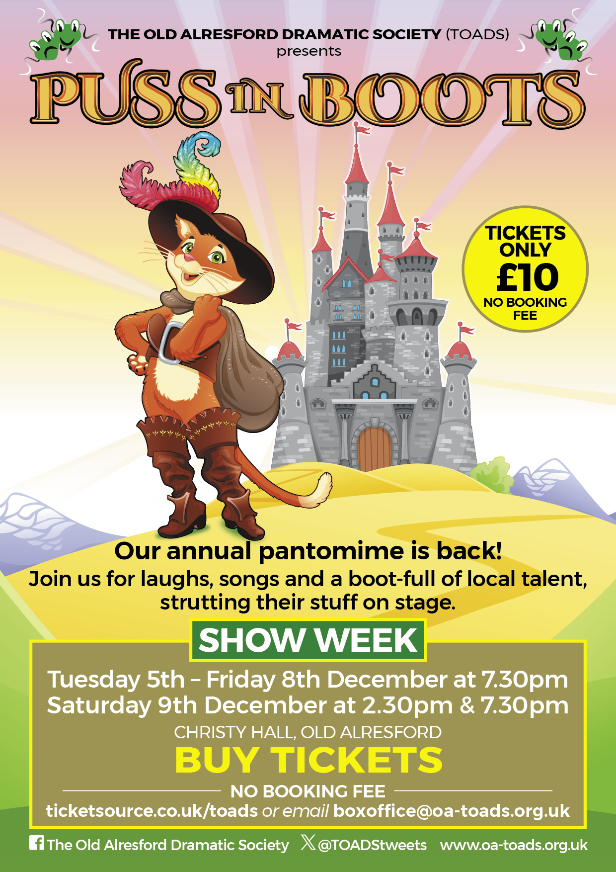 2023 Pantomime – Puss In Boots – TOADS – The Old Alresford Dramatic Society